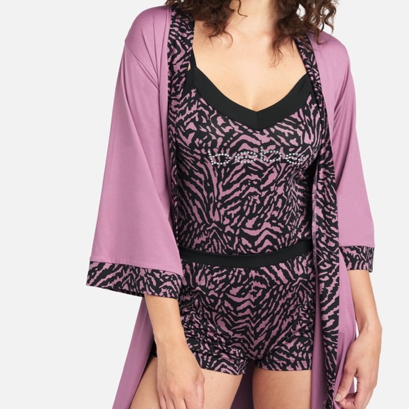 bebe | Intimates & Sleepwear | Nwt Bebe Animal Print Zebra Pink Pajama ...